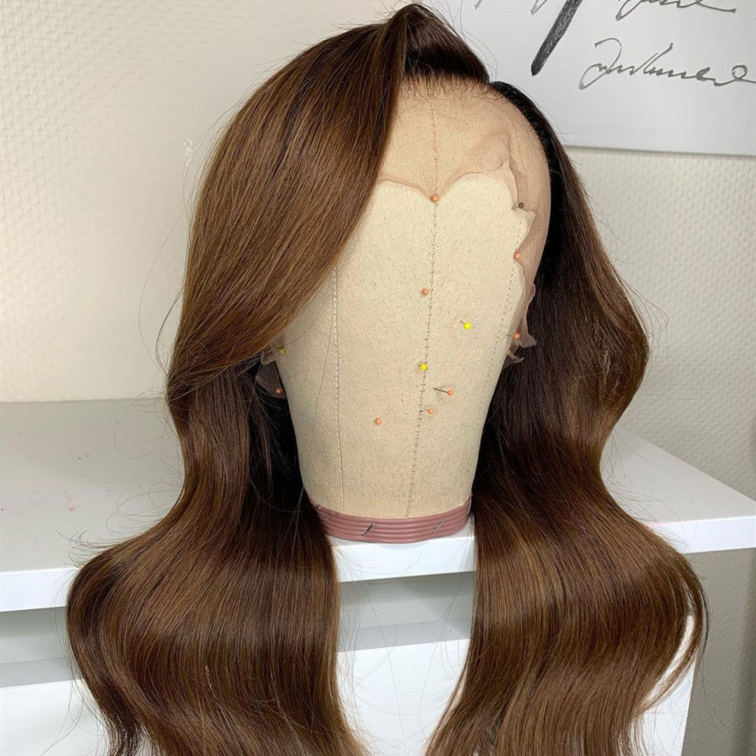 Chestnut Brown Color Body Wave Real Human Hair Full Lace Wig – wigforqueen