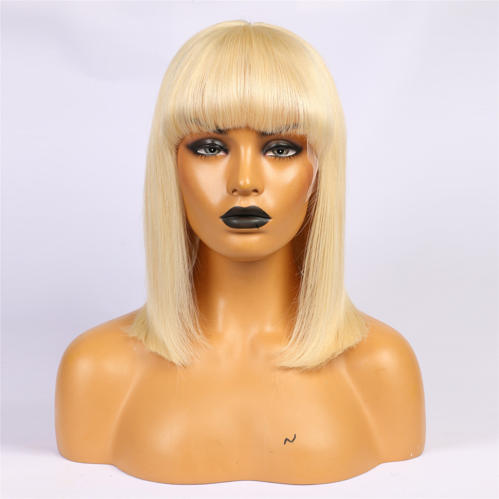 613 Blonde Color Real Peruvian Hair Lace Bob Wig With Bang – wigforqueen