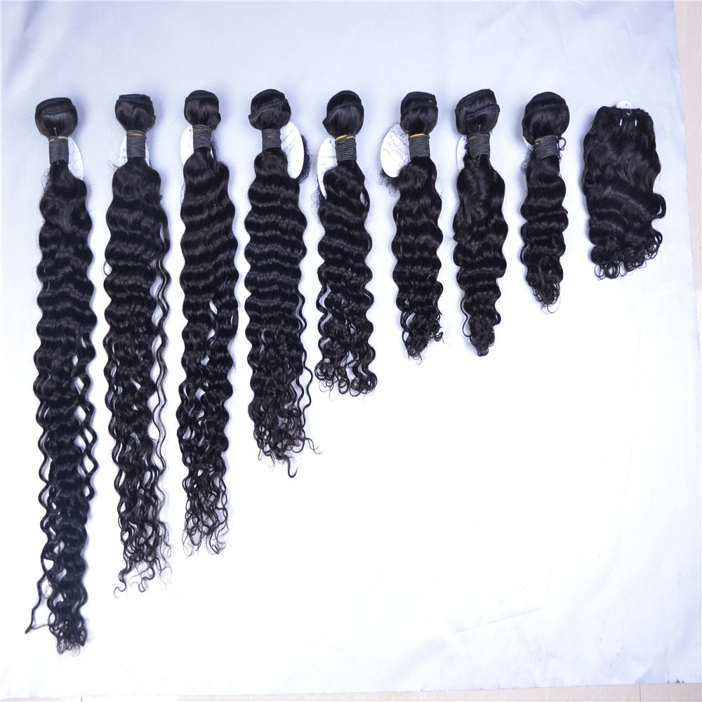 Deep Wave Black Color Real Human Hair Weft – wigforqueen